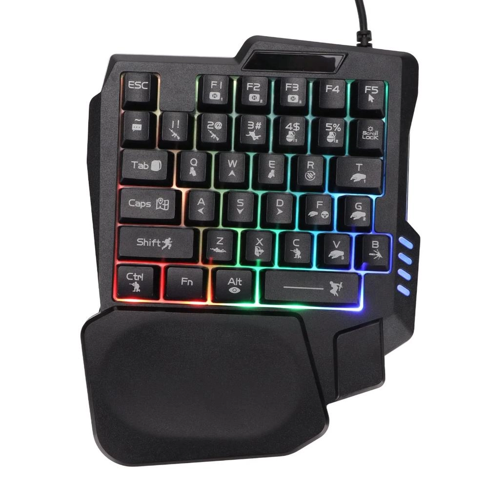 Colorful One-handed Gaming Keyboard 35 Keys LED Left Hand Mini Keypad ...