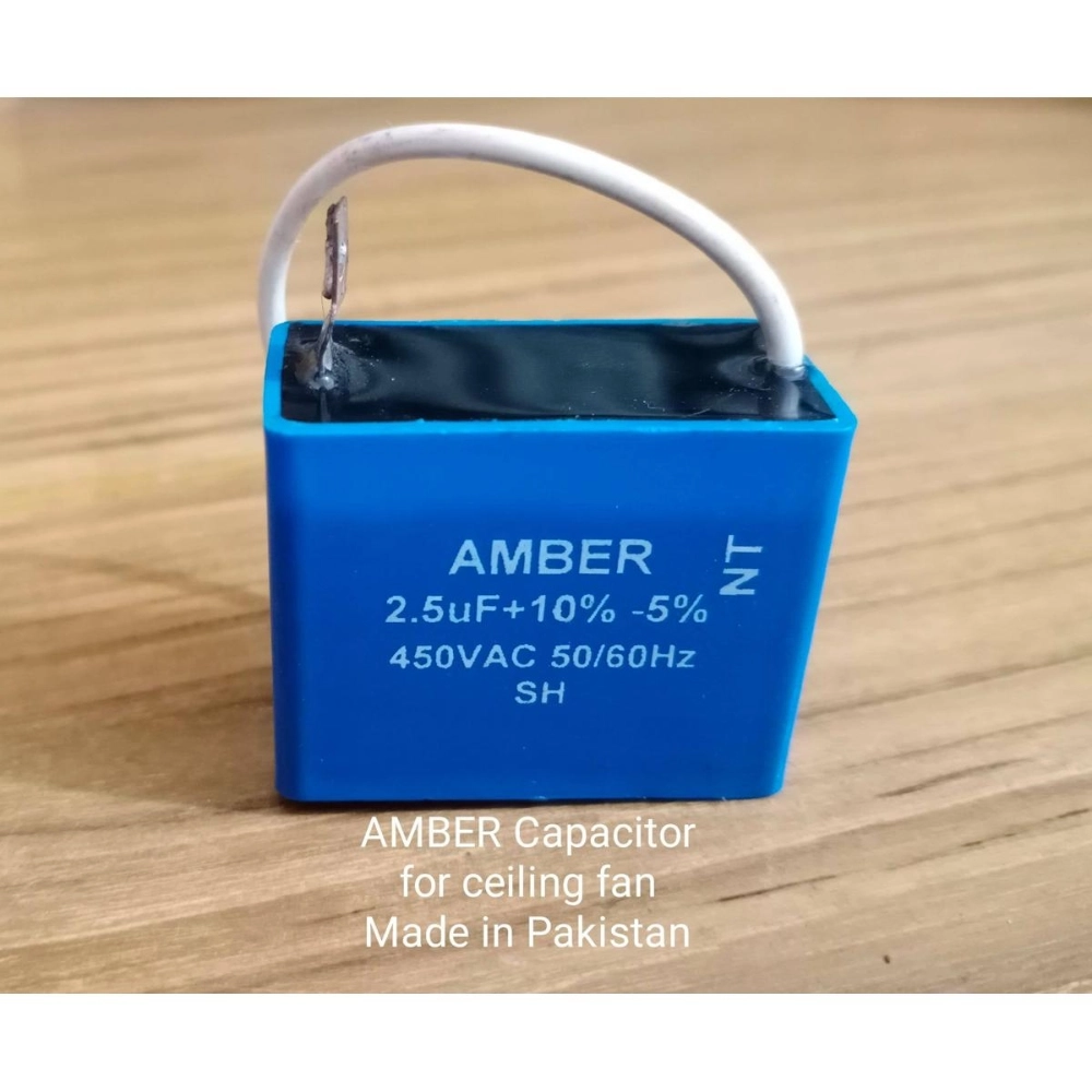 AMBER - Pakistani Ceiling Fan Capacitor, 2.5uF or 3.5uF, Made in Pakistan