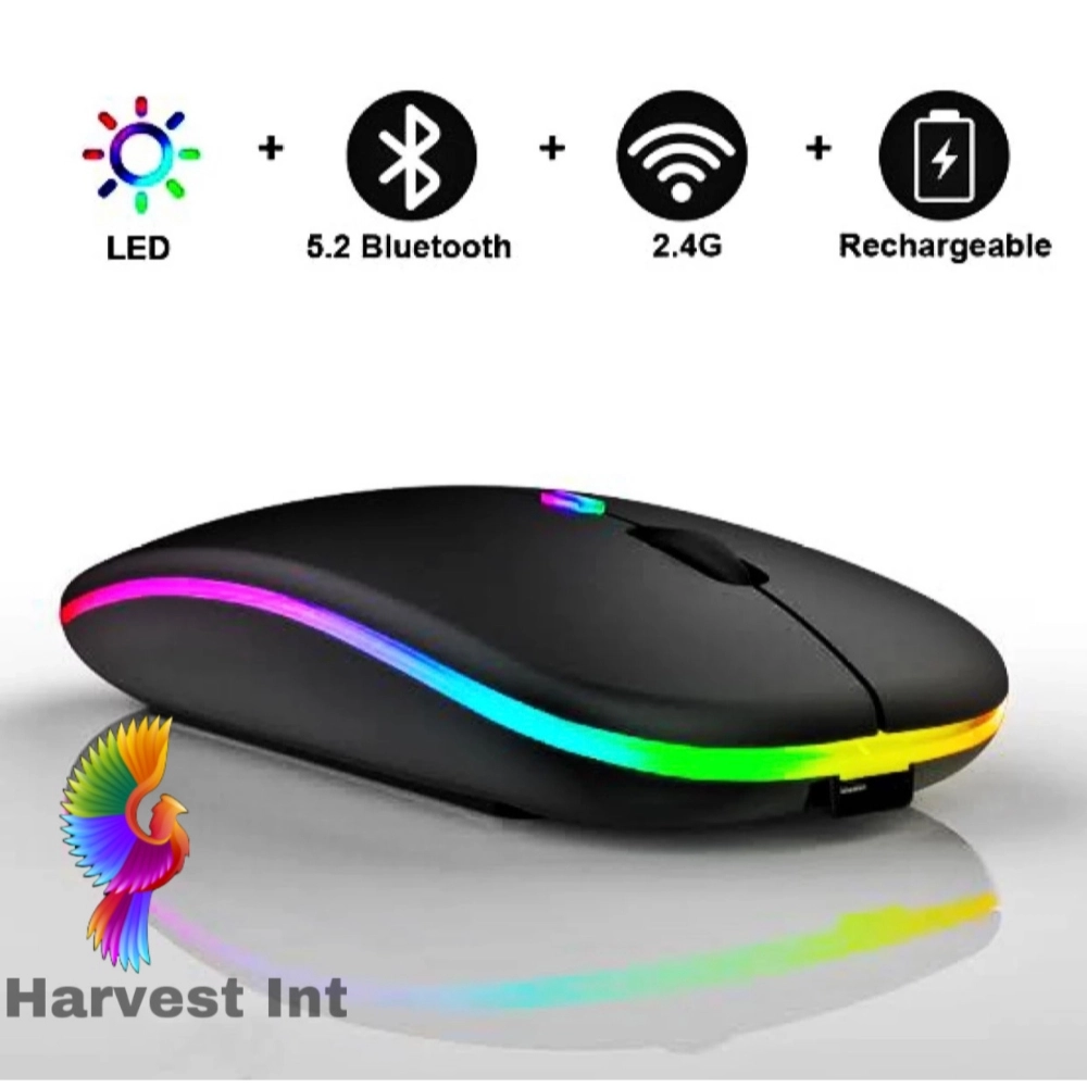 NEW Wireless Mouse RGB Rechargeable Bluetooth Mice Wireless Computer ...