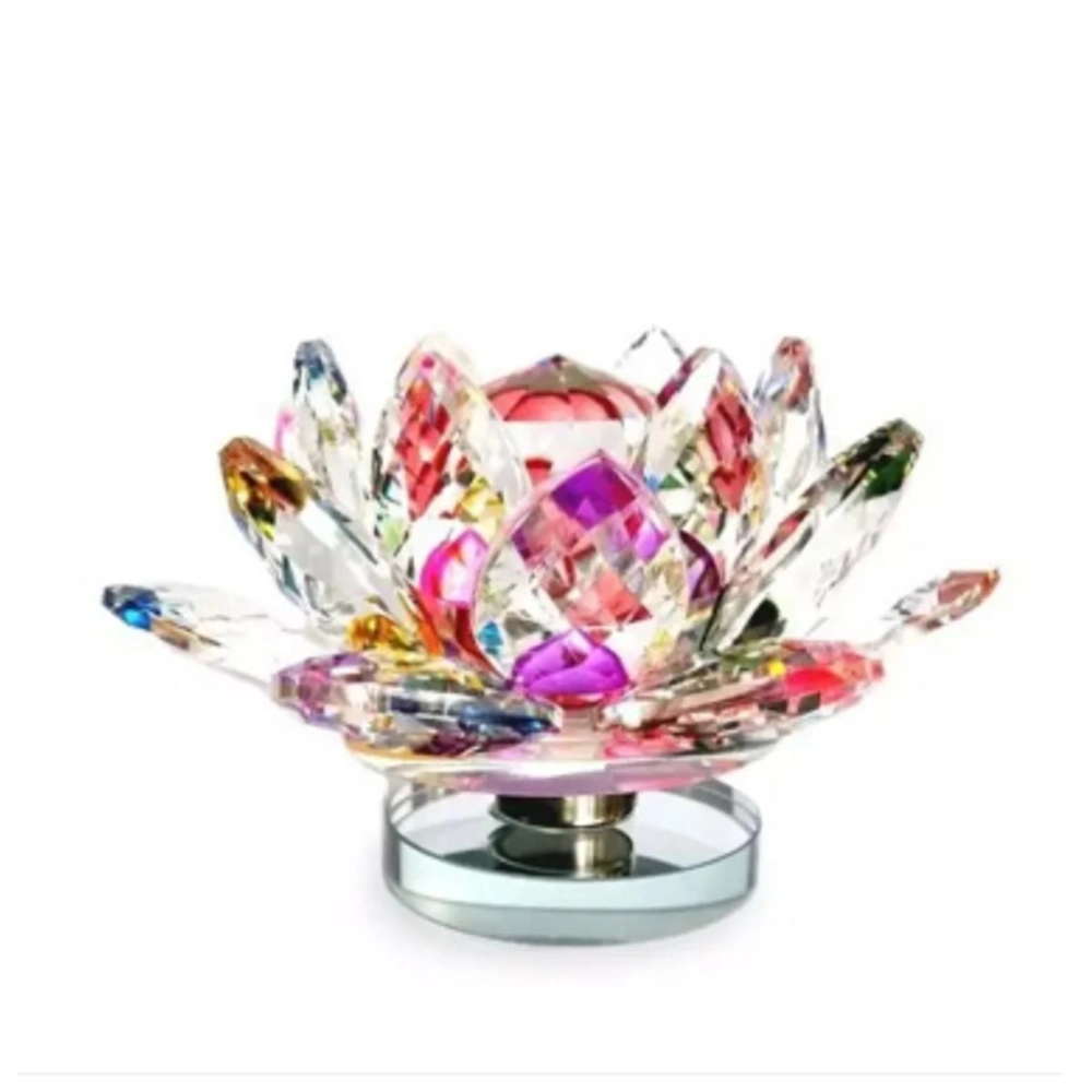 Multicolor Rotating Crystal Lotus Flower Showpiece Home Decor