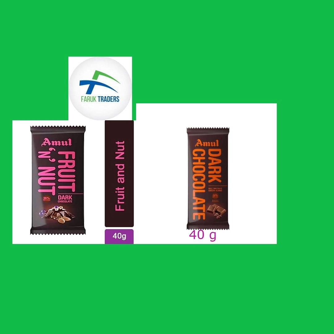 Amul Fruit N Nut Chocolate 40gm 1 pcs and Dark Chocolate small 40g 1 ...