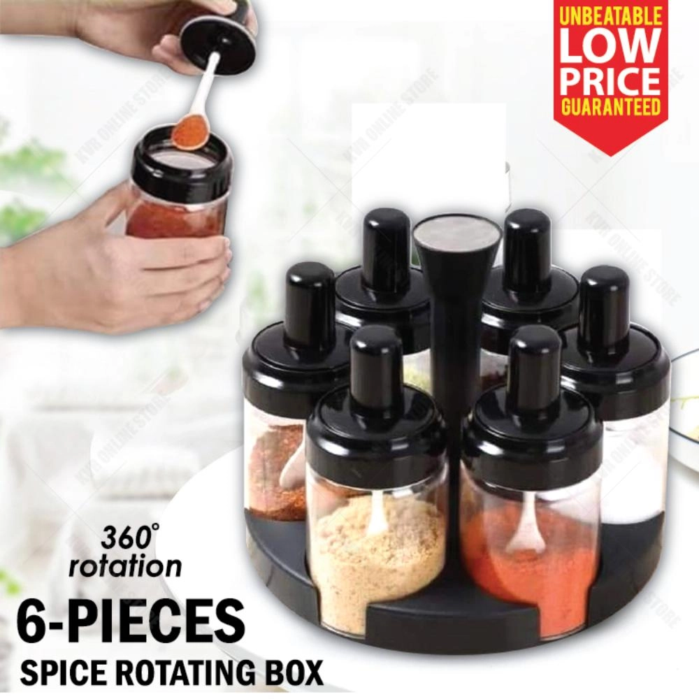 6 Pieces Spice Jars Seasoning Box Condiment Jar With Lids Spoon Kitchen ...