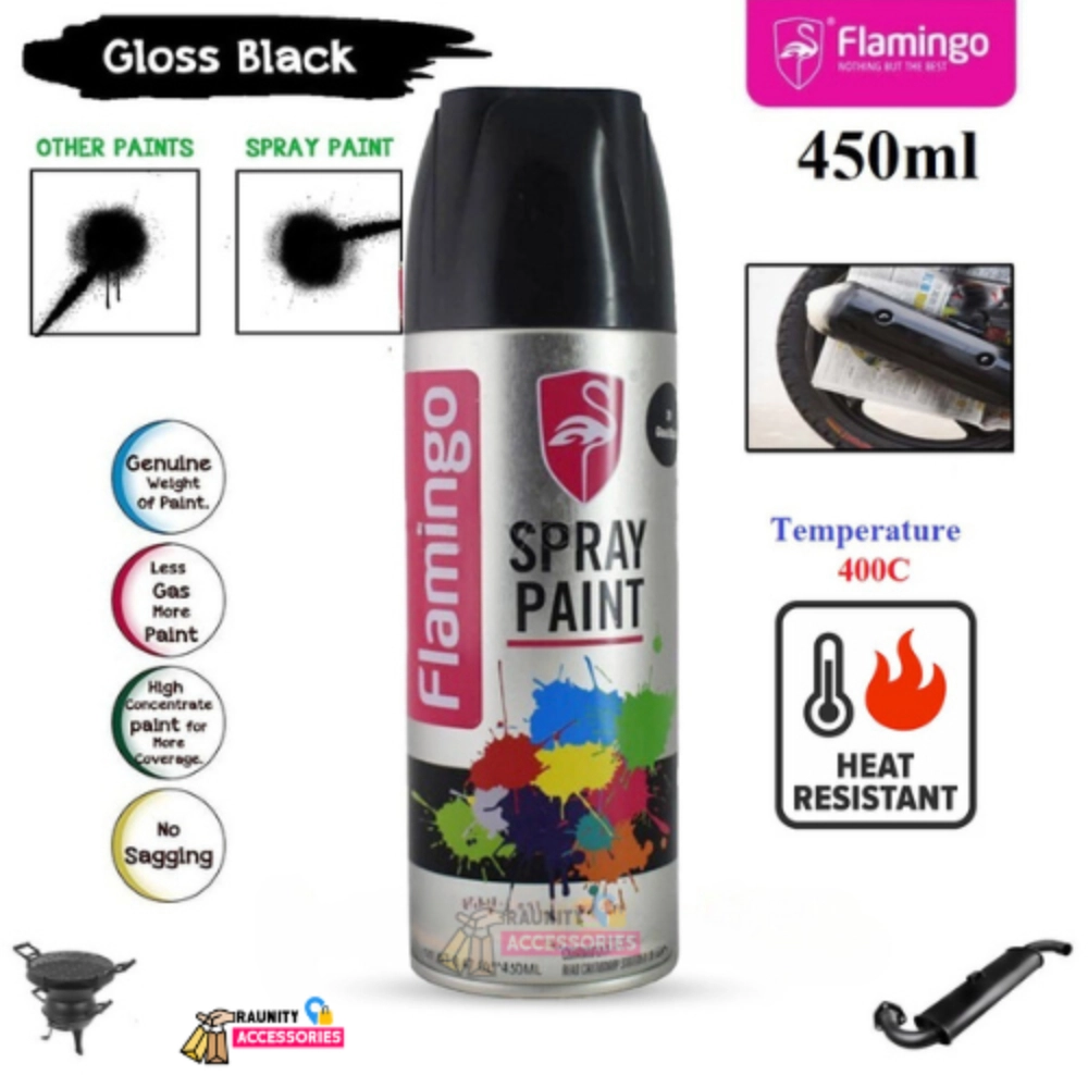 Flamingo Spray Paint Heat Resistant (Black) Automatic Hand Spray Paint ...