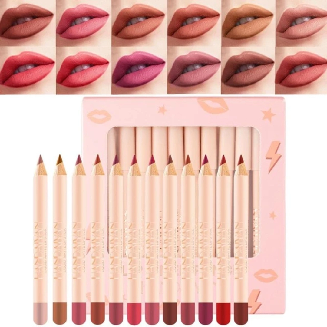 HANDAIYAN Matte Lipstick Lip Line Pencil Set-12 Pcs