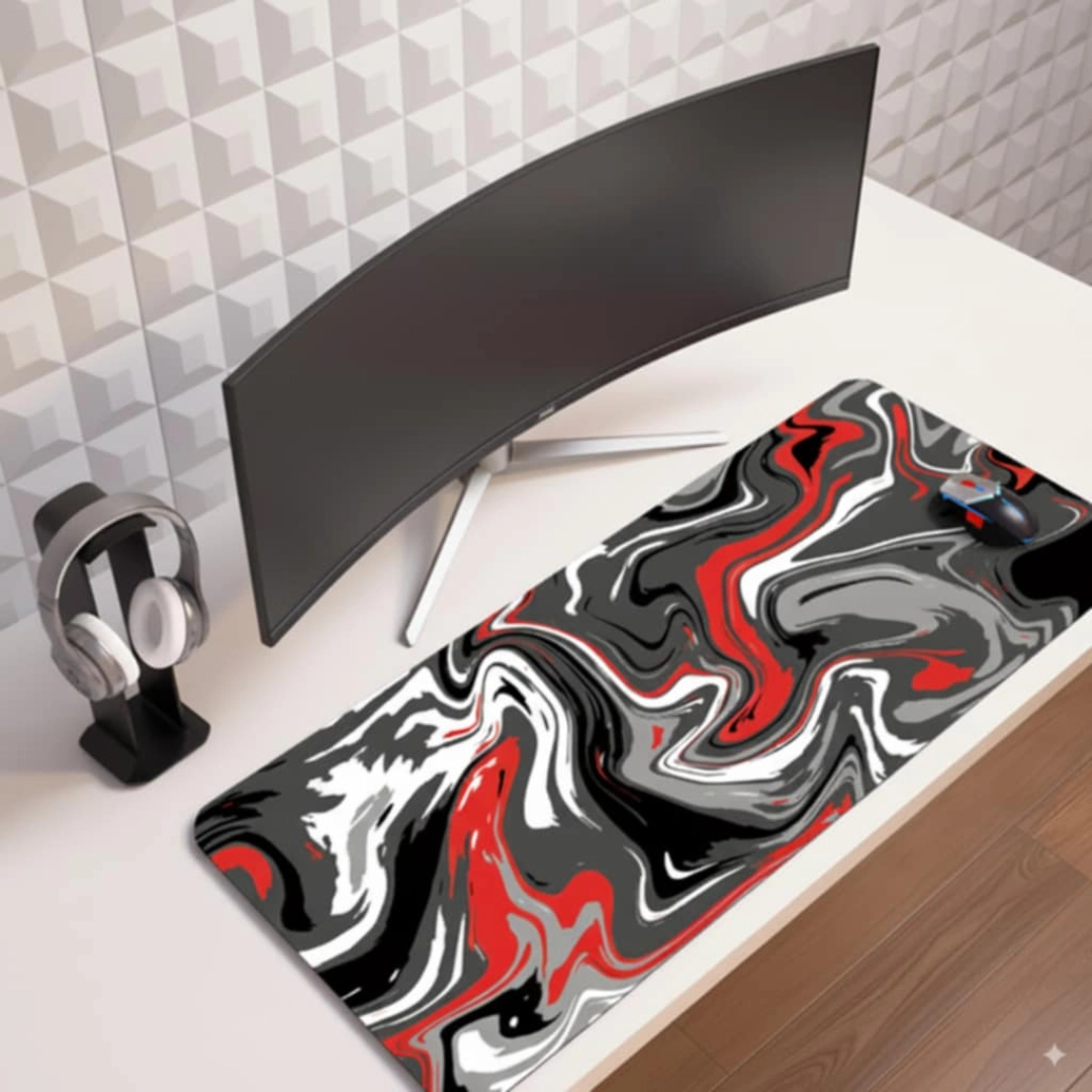 Red & Gray Abstract Gaming Mousepad