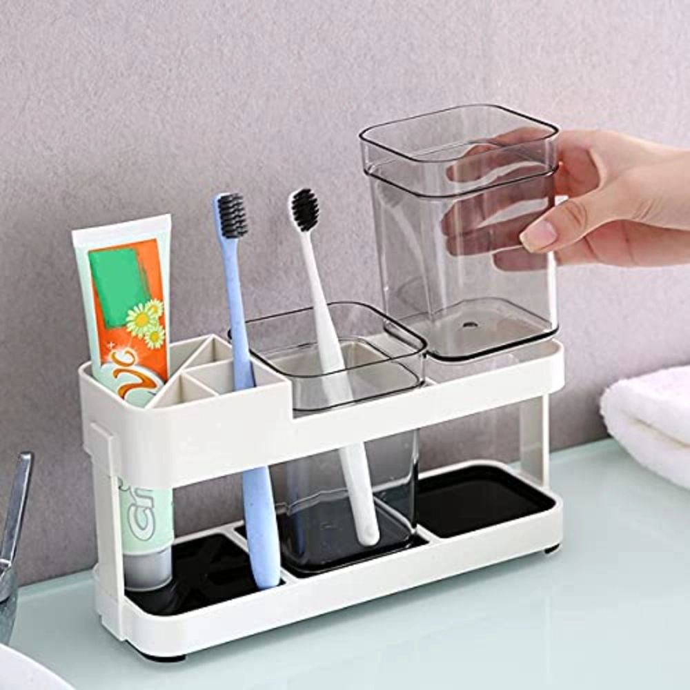 1\ 2 CUPS With 1 TOOTHBRUSH HOLDER TOOTHPASTE STORAGE STAND REMOVABEL ...