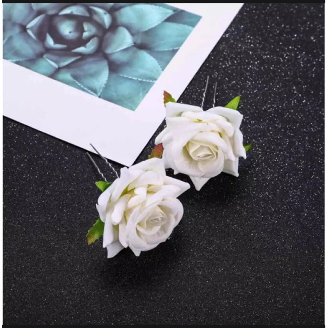 Artificial White Rose Velvet Flower Hair Clip For Girl And Women -2 Pcs ...