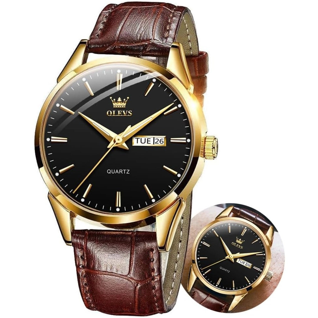 Inspired by OS Fashion Leather Waterproof Analog Quartz Watch For Men ...