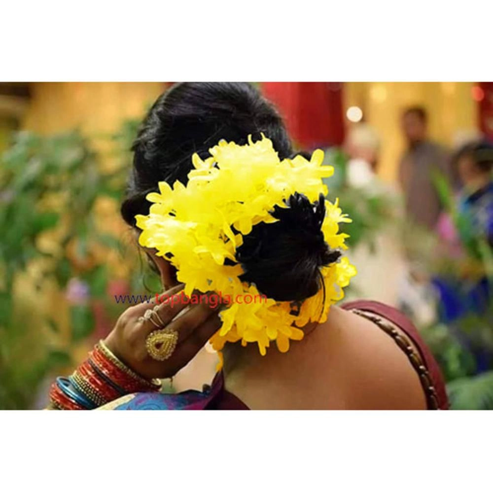 Yellow- Color Artificial Hair Flower For Woman - Hair Band
