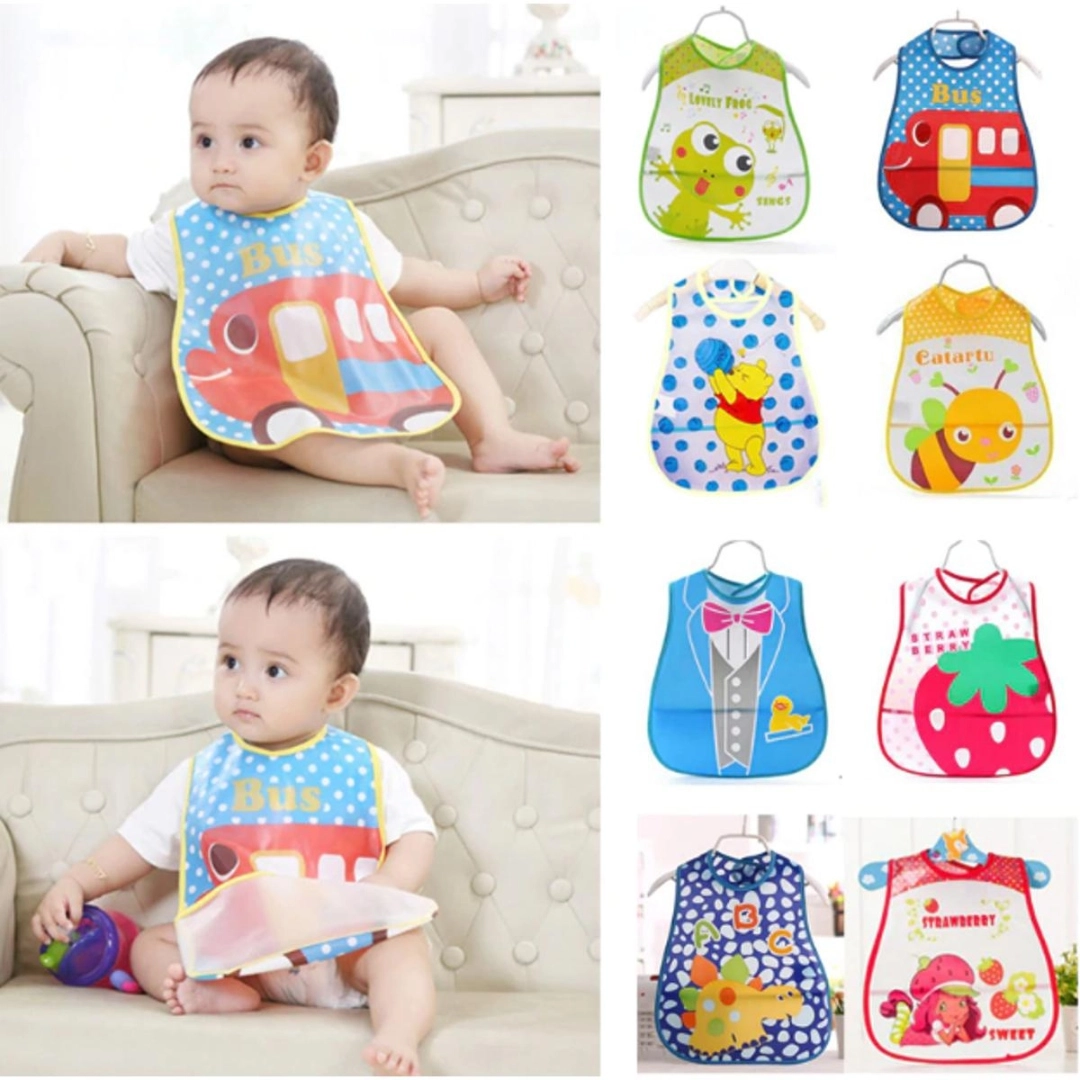 Cartoon Faced Plastic Waterproof Bibs For Kids