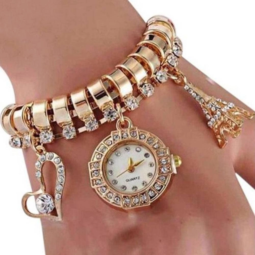 Stainless Steel Analog Watch for Women - Golden
