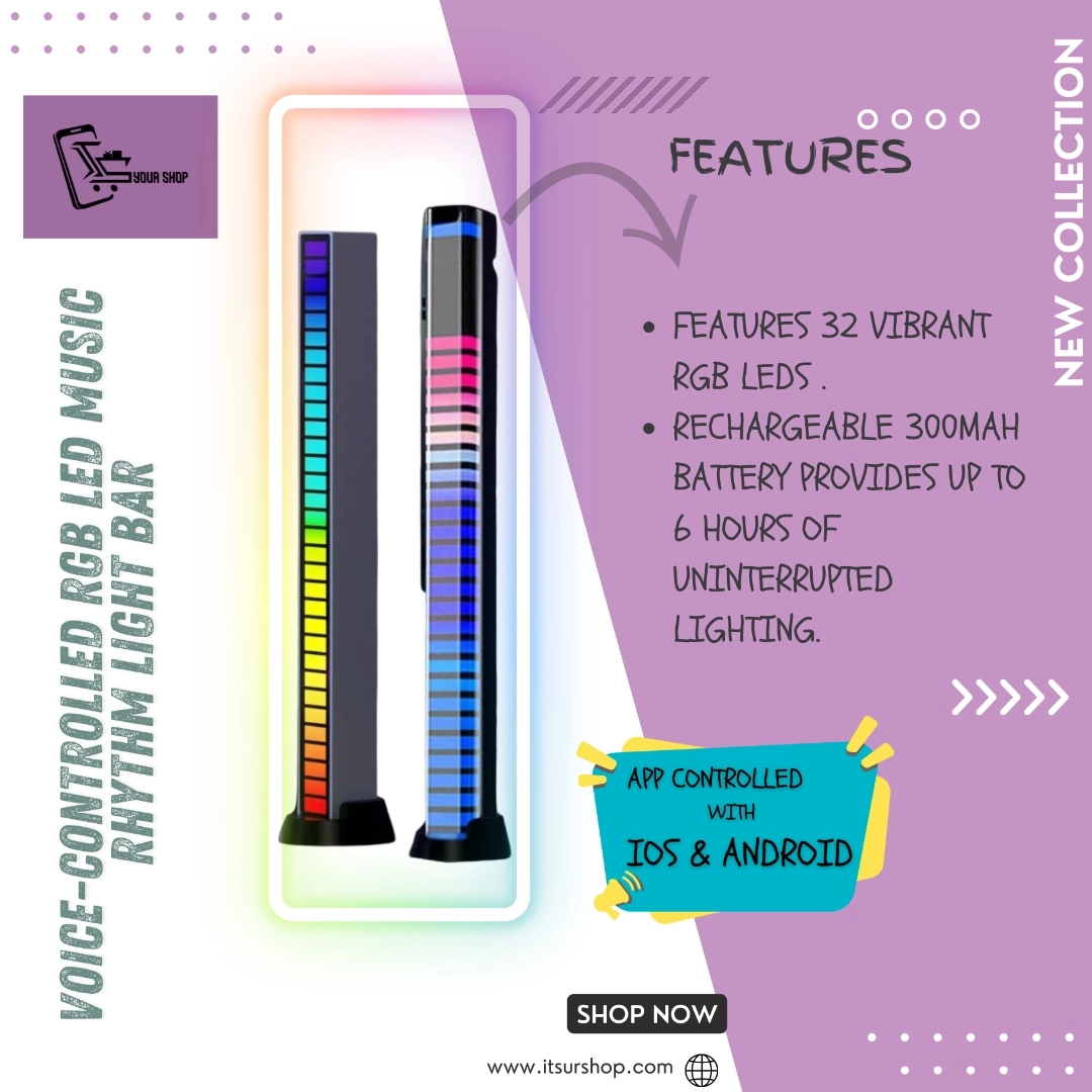Voice-Controlled RGB LED Music Rhythm Light Bar – USB Rechargeable 32 ...