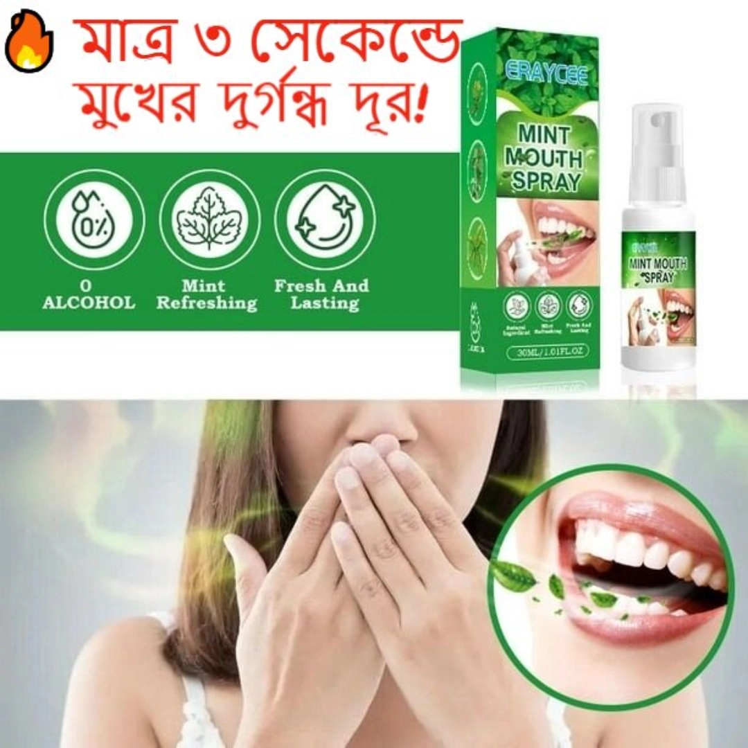 Instant Oral Fresh Breath Spray Mouth Freshener Mint Flavor-(30Ml)