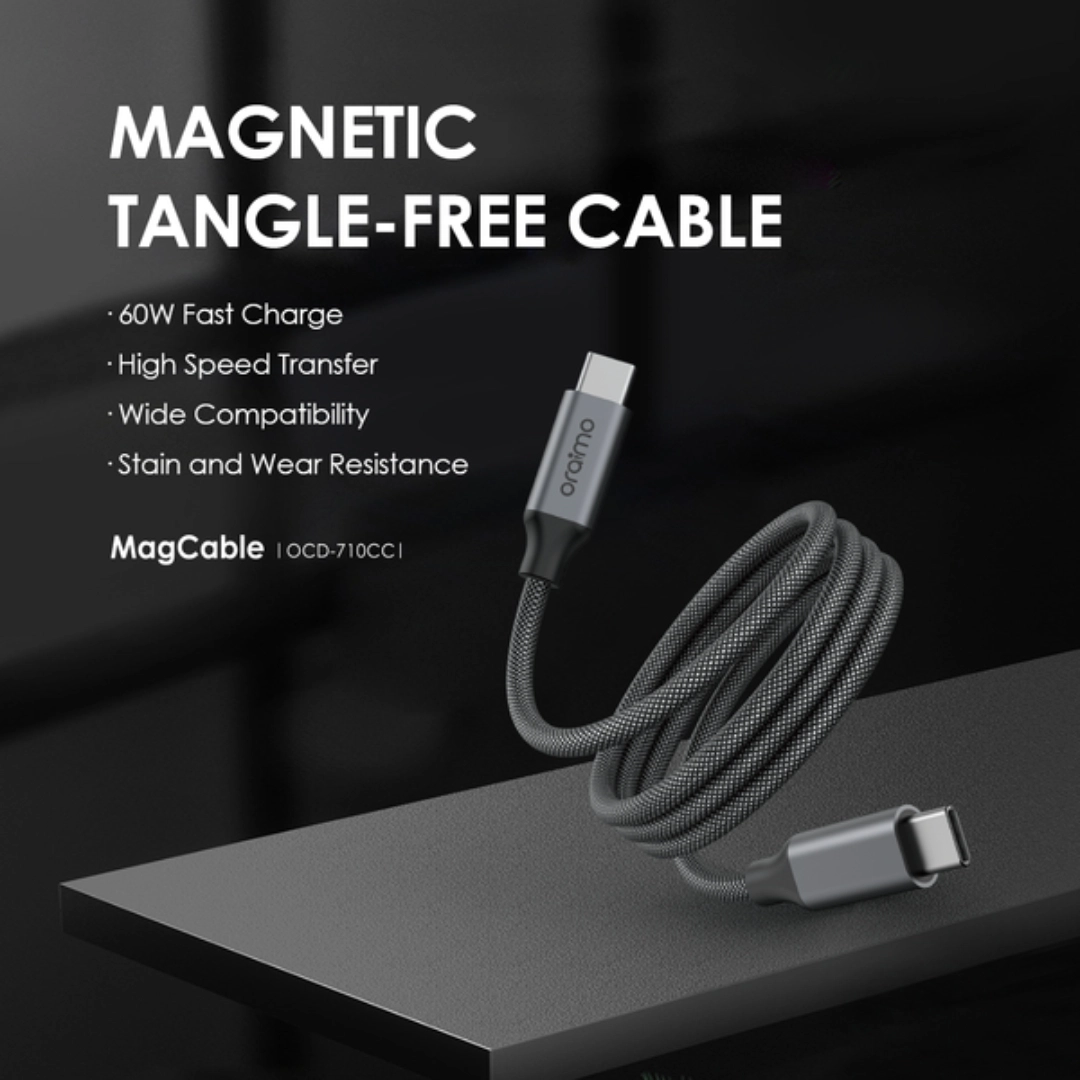 Oraimo MagCable 1 m Type-C to Type-C 60W Magnetic Fast-Charging Cable ⚡🧲