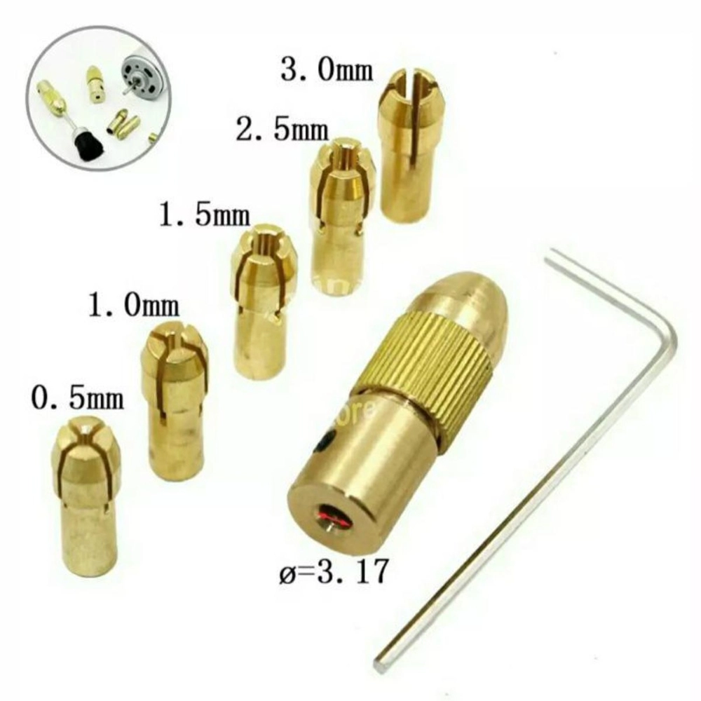 Mini Drill Bit Copper Collet Micro Twist Drill Chuck Set - Golden