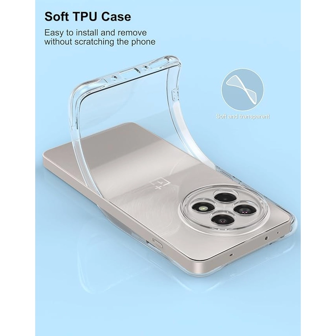 OnePlus 13R Transparent Clear Slim Soft TPU Cover With Bumper