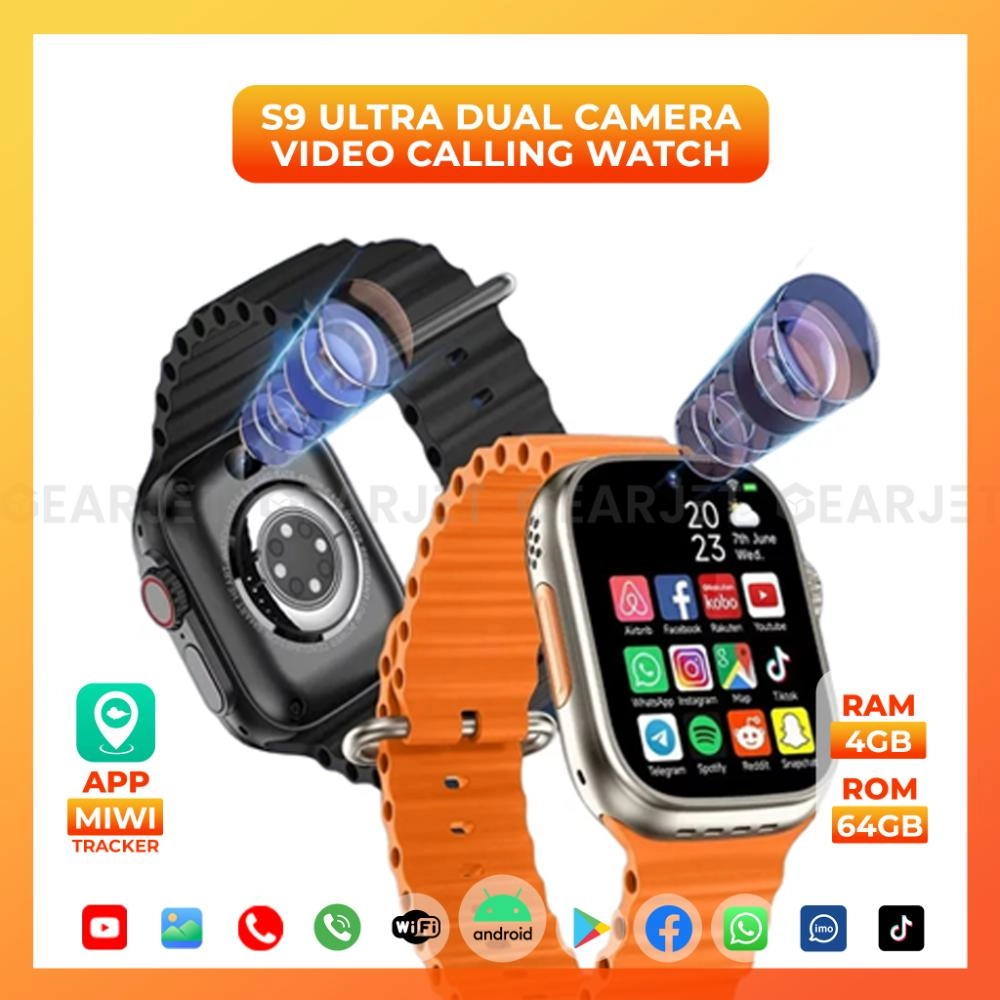 S9 Ultra 5G Smart Watch 2.08 inch Waterdrop Display RAM 4GB ROM 64GB Android 9 Dual Camera ...