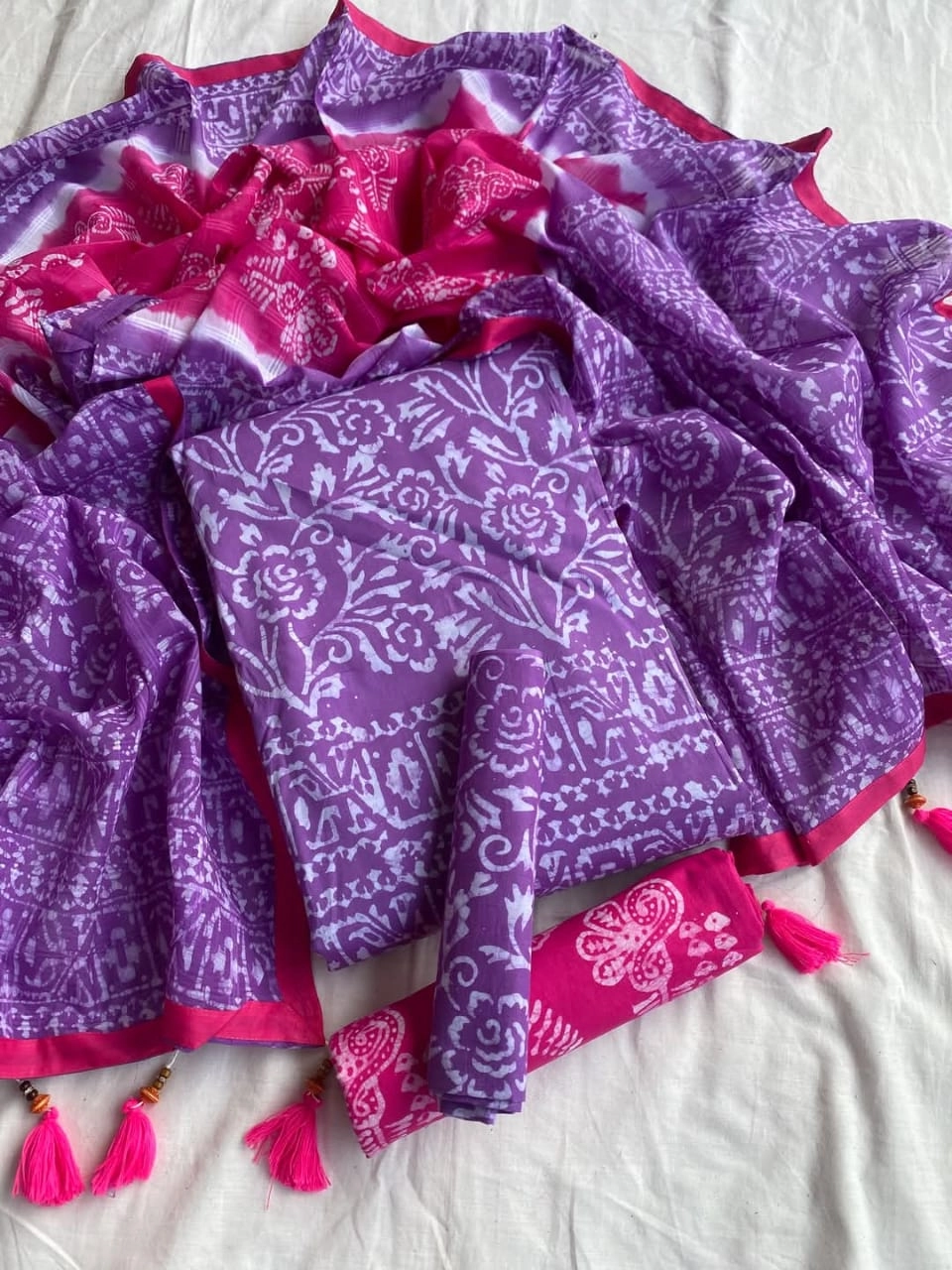 Cotton Vegetable Dye Batik Three Piece fpr Women