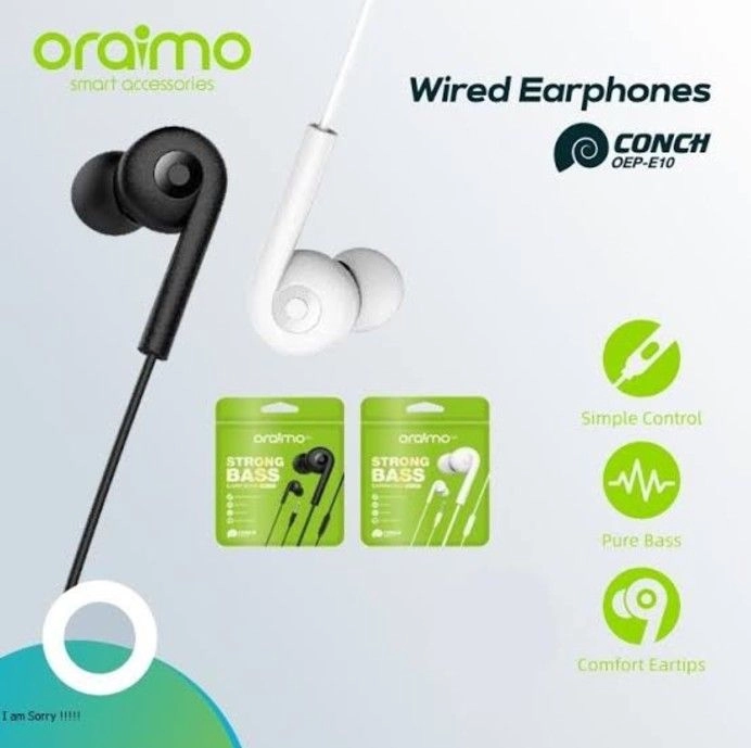 Oraimo Conch OEP-E10 Strong Bass Wired Earphone | High-Fidelity Audio ...