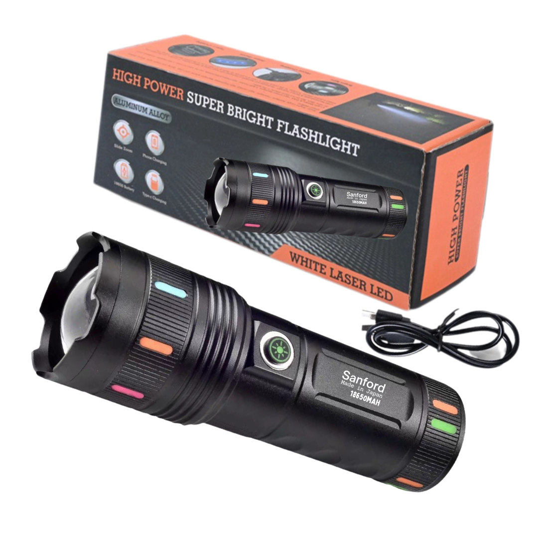 Original High Power Aluminium Zoomable LED Torch – White Laser Light ...
