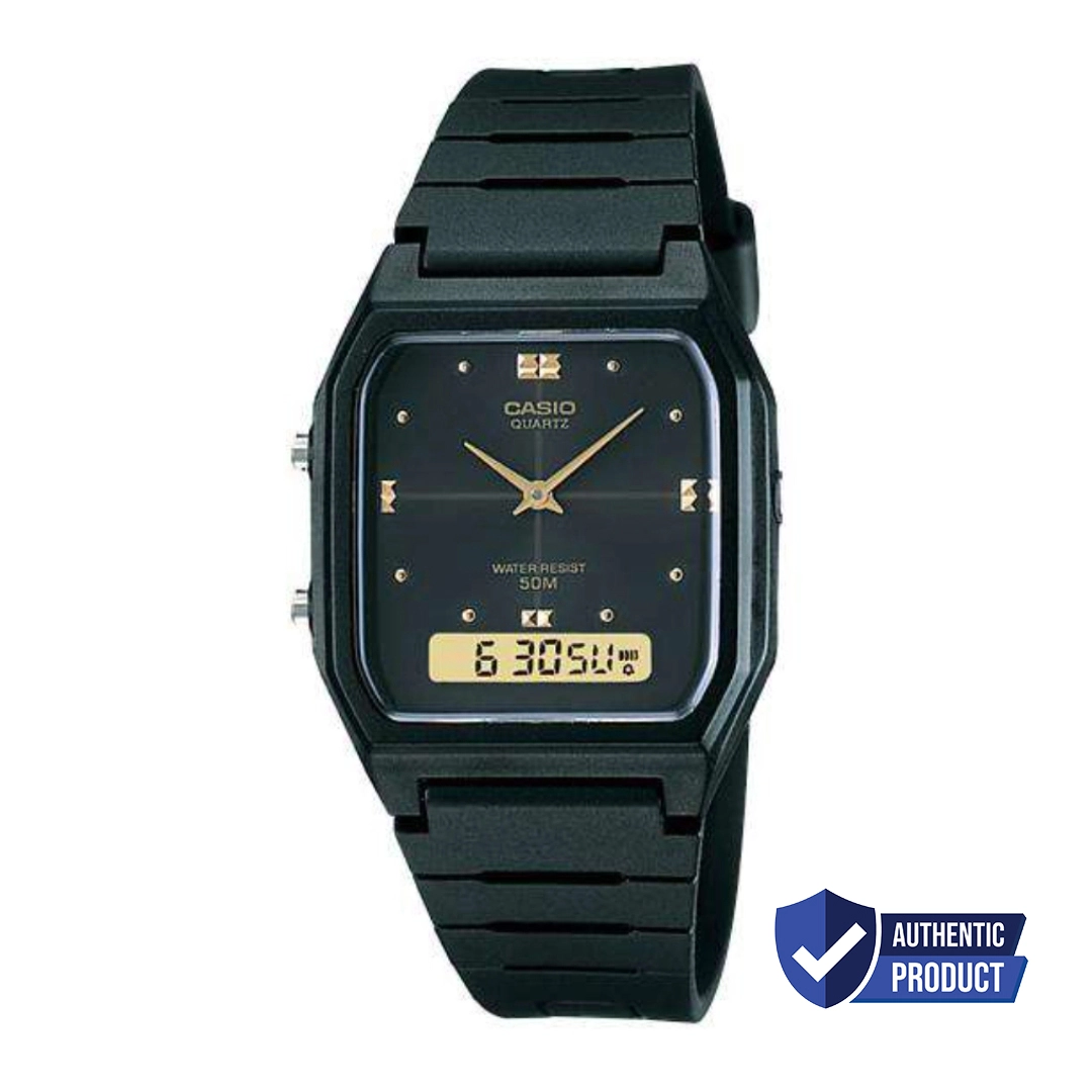 Casio Dual Time Analog-Digital White Dial Resin Watch AW-48HE-1AVDF