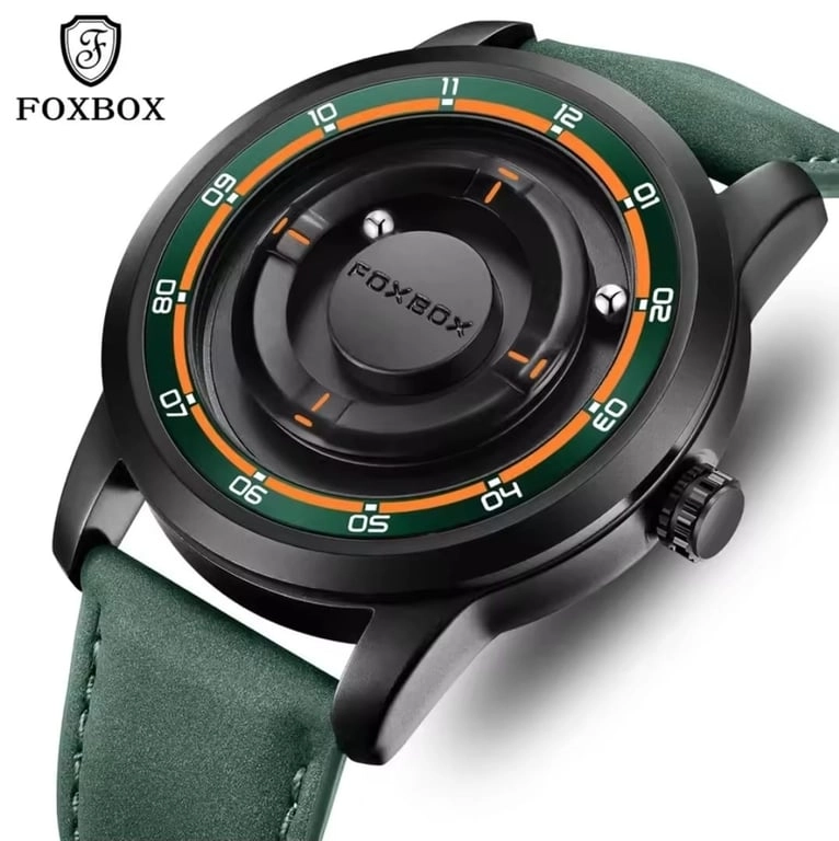 FOXBOX 0047 Fashion Men's Business Watches Magnetic Steel Ball Dial Man ...