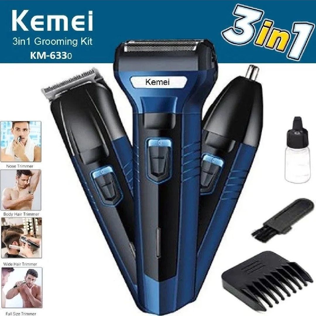Kemei KM-6330 3 in 1 Professional Hair Trimmer Super Grooming Kit ...