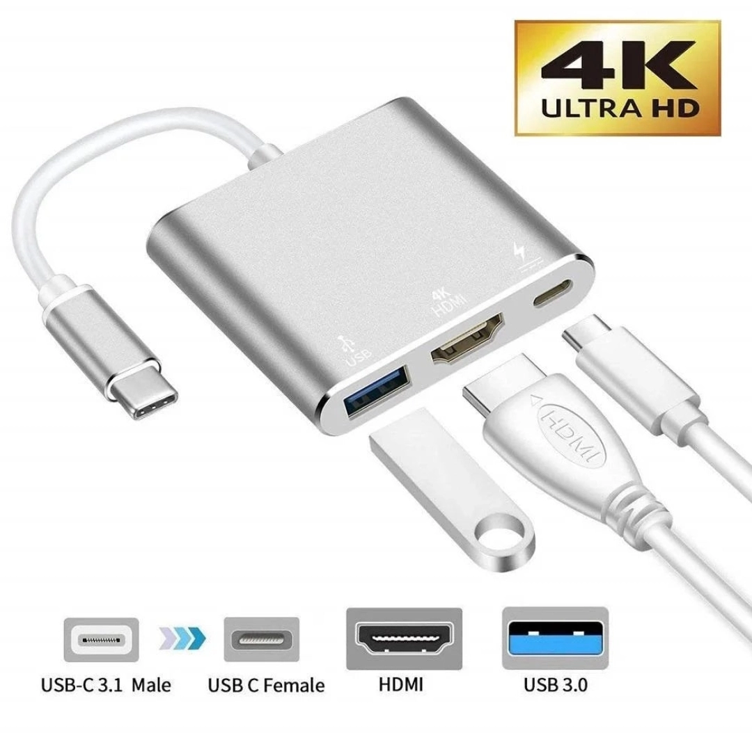 USB-C multi-port adapter or hub, likely a 3-in-1 or similar, designed ...
