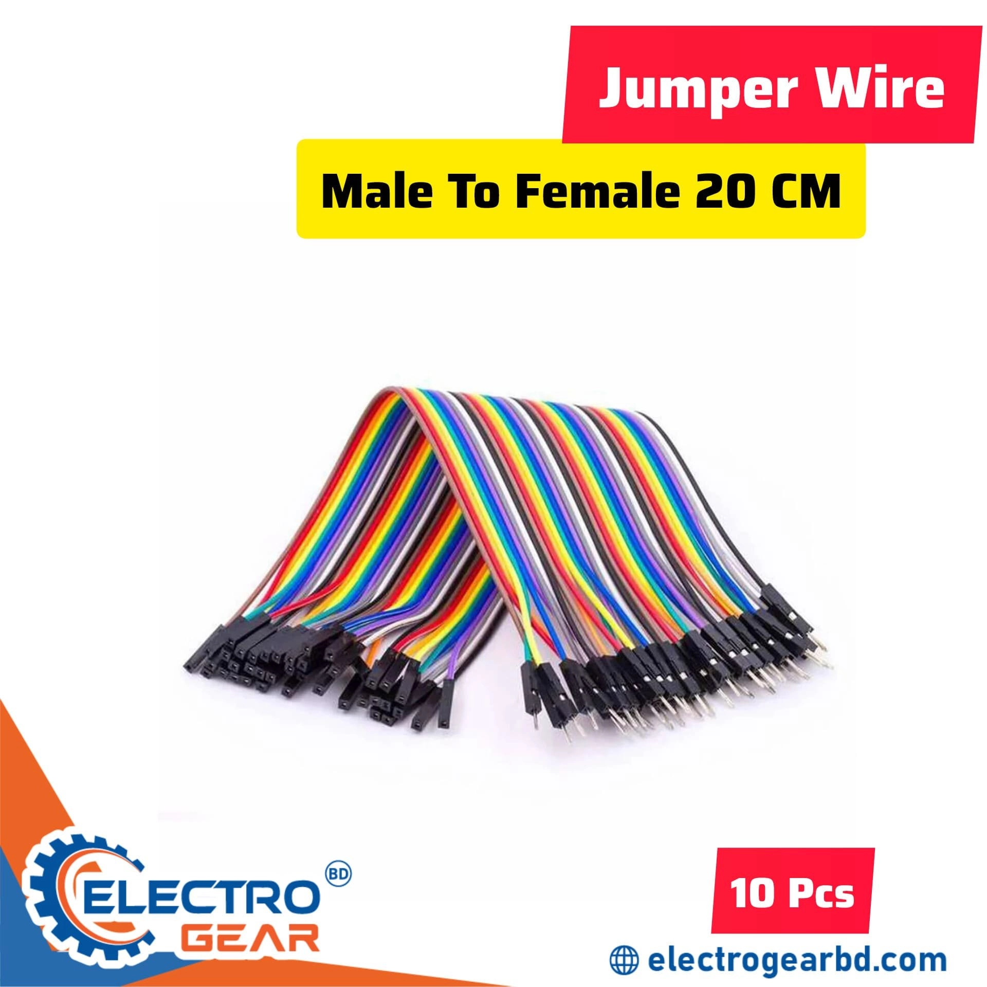 10 Pcs Male to Female Jumper Wire Set | Multi-Color Dupont Cable for ...