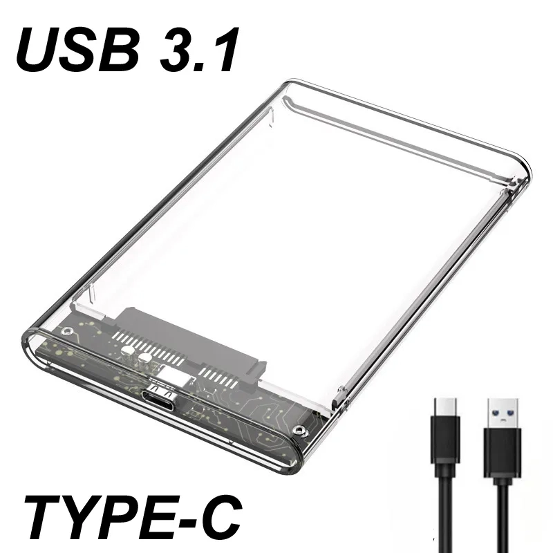 2.5 inch Hard Disk Case Type-C Transparent HDD Enclosure High-speed ...