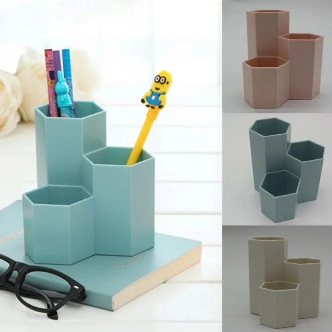 Hexagonal Make-Up Brush Storage Cosmetic Box Holder Office Table ...
