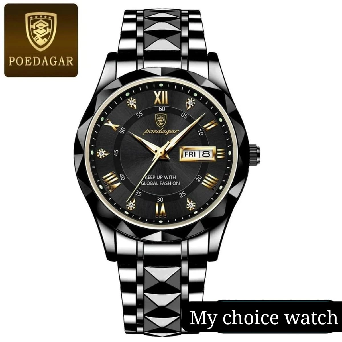 POEDAGAR MODEL 615 WATCH FULL BLACK BUTTERFLY LOCK