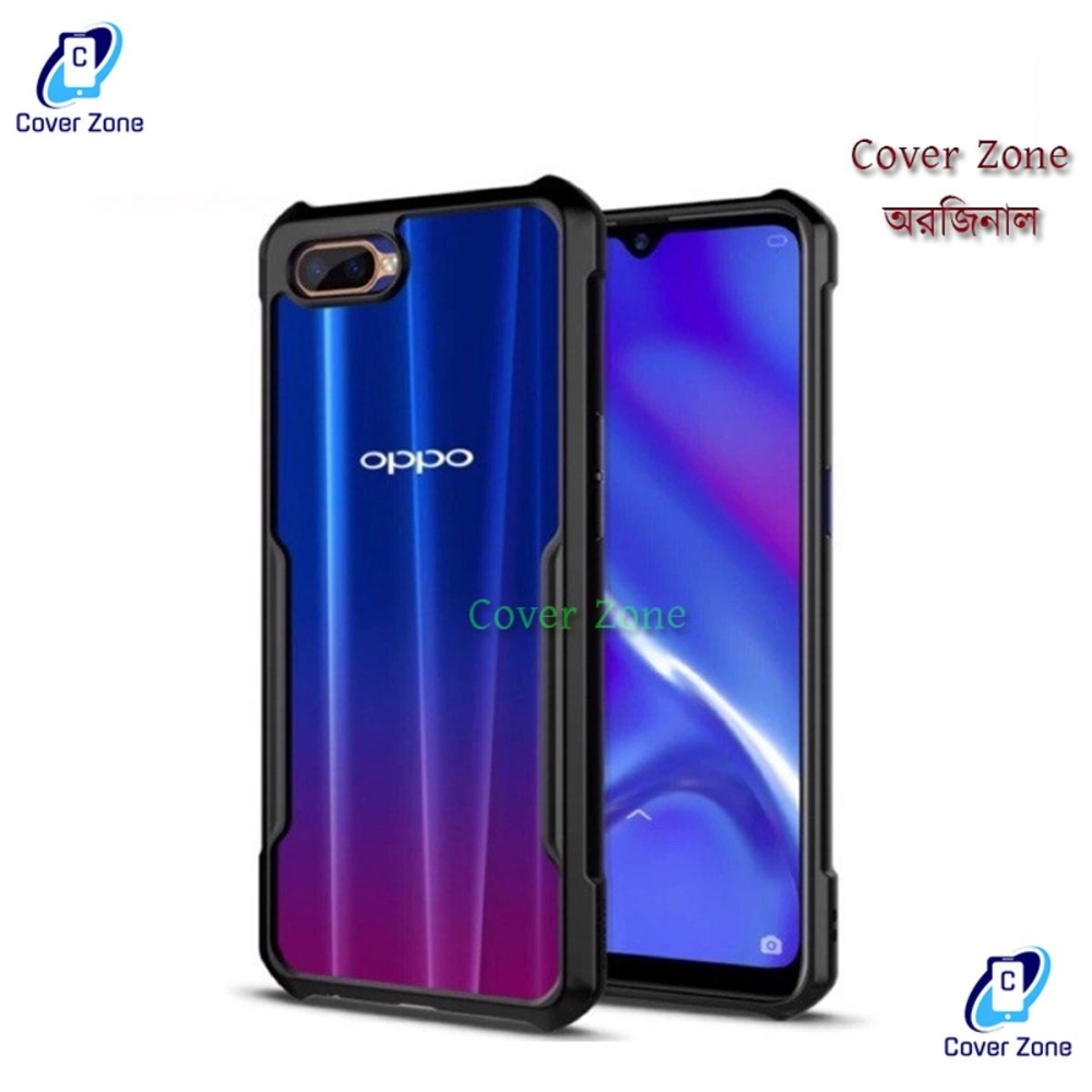 For Oppo A3S Shockproof TPU Bumper Clear Acrylic Mobile Phone Case