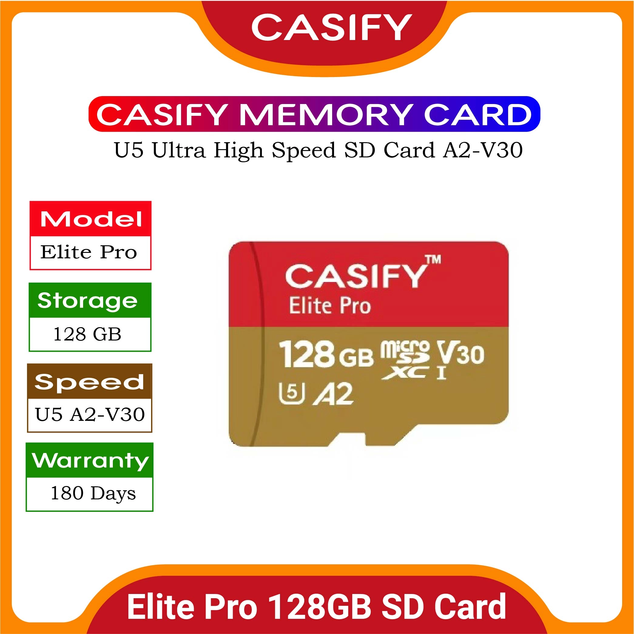 CASIFY Elite Pro 128GB SD Card U5 Ultra High Speed Memory Card 128GB ...