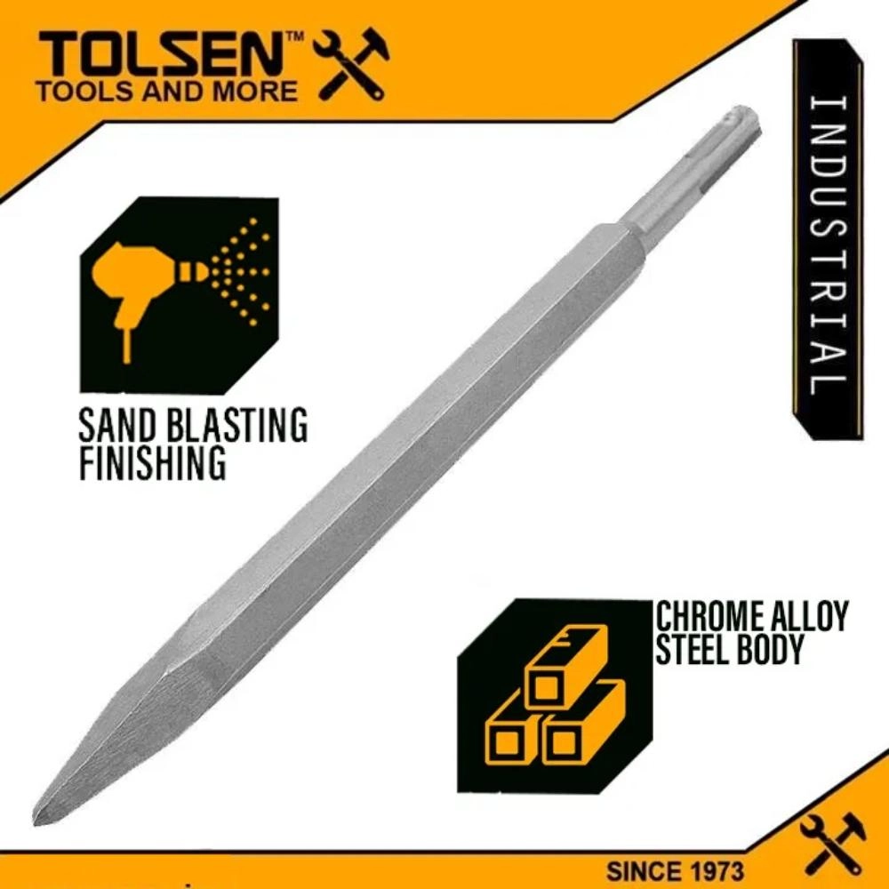TOLSEN SDS Plus Pointed Chisel 14 × 250mm Industrial Grade Model: 75440