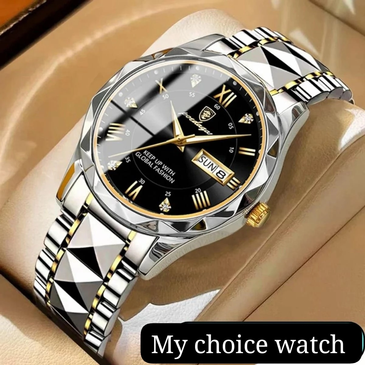 POEDAGAR WATCH MODEL 615 BUTTERFLY LOCK Toton ar dial black colour