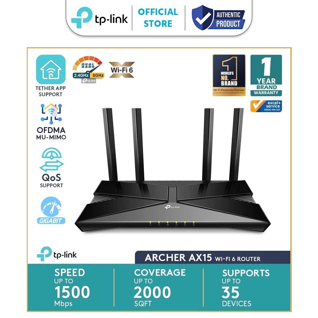 TP-Link Archer AX15 AX1500 Wi-Fi 6 Wireless Dual Band Gigabit Router ...