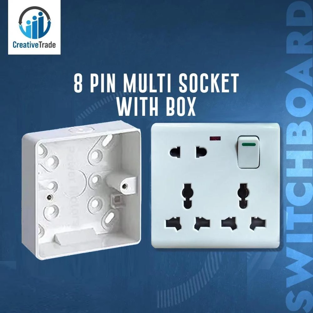 Universal 8 pin Multi Socket With Free MK Gang Back Cover Easy to Use ...