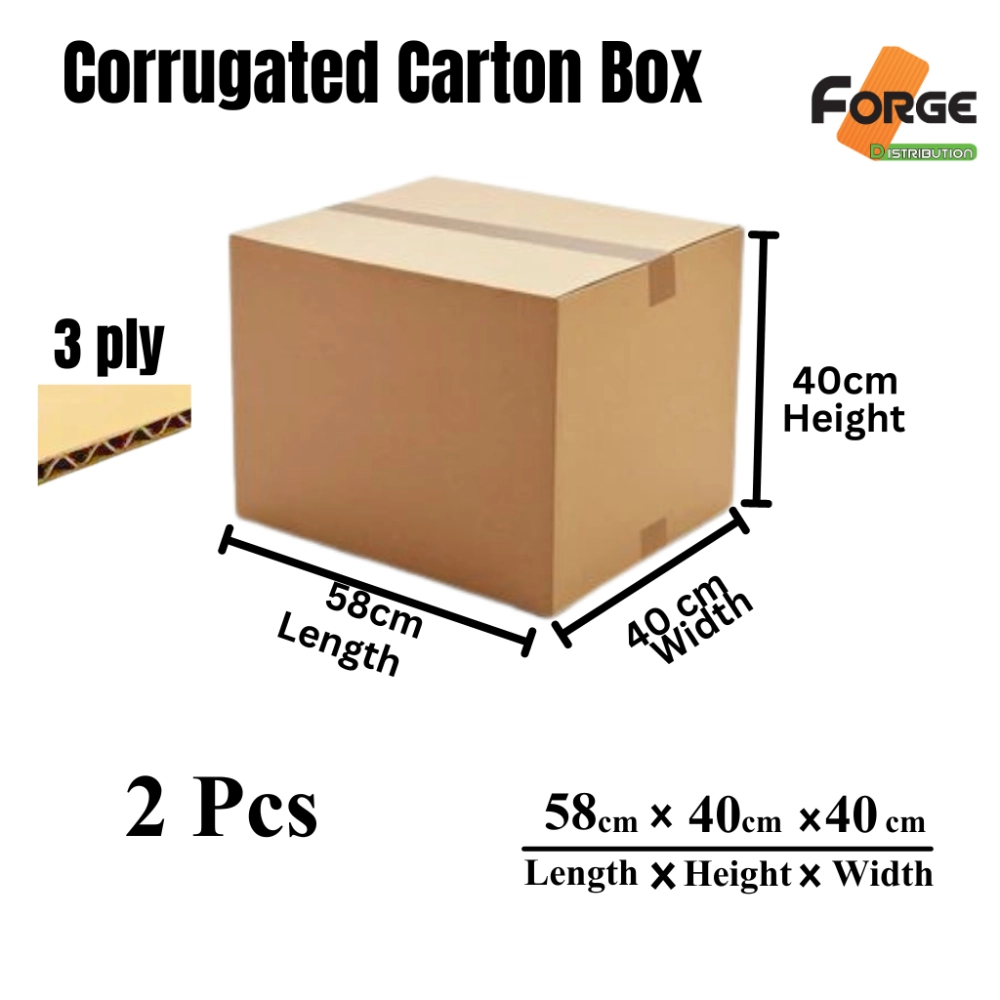 2 PCS 3 Ply 58x40x40 cm Brown Corrugated Carton Box (Packaging Material)
