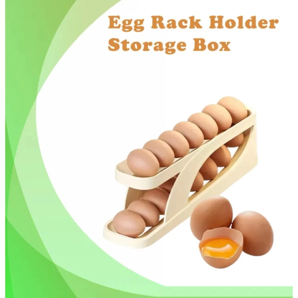 Double-Layer Egg Dispenser Automatic Roll-Down Egg Storage Rack Slide Egg Carton Refrigerator ...