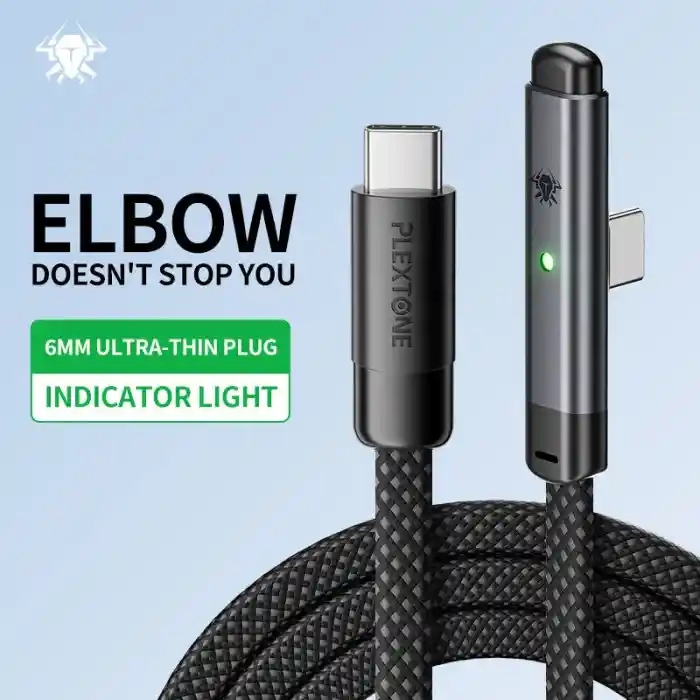Plextone T100 Type C to Type Type C PD 20W 66W Elbow 90 Degree Gaming ...
