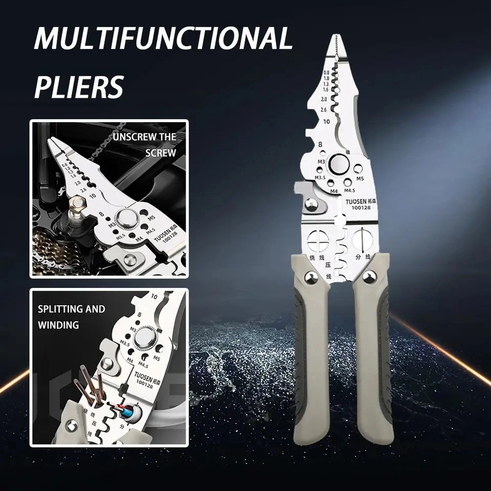 Multifunctional Wire Stripper Crimper Cable Cutter Pliers, Stainless ...