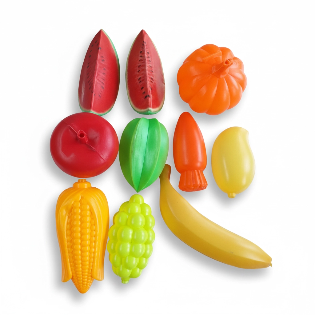 9 Pcs Kids Plastic Toy Fruit Vegetable Set Educational Kitchen Play Food