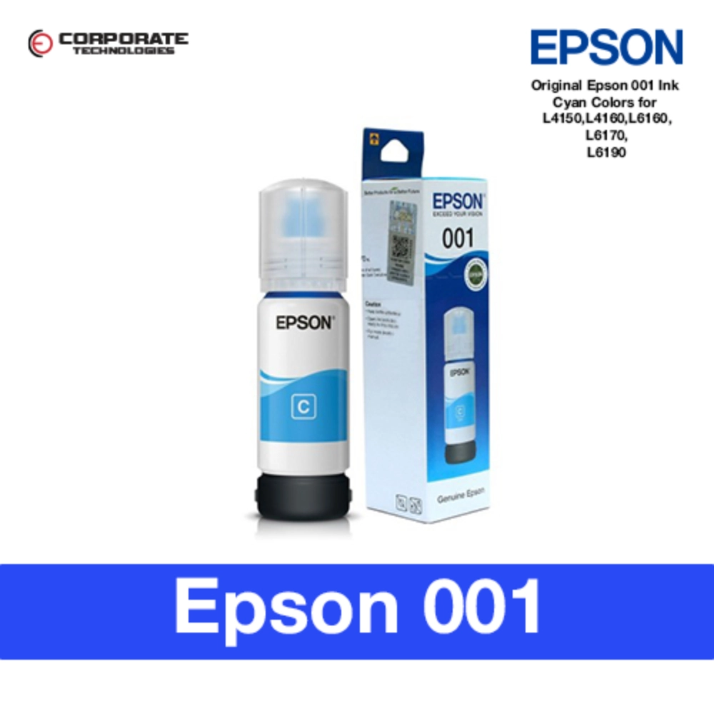Original Epson 001 Ink cyan Colors for (L4150,L4160,L6160,L6170,L6190)