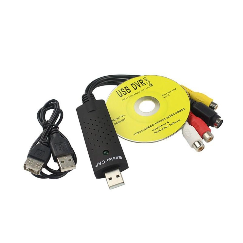 4-Channel USB 2.0 DVR Video Capture & Audio Record Card Adapter - Black
