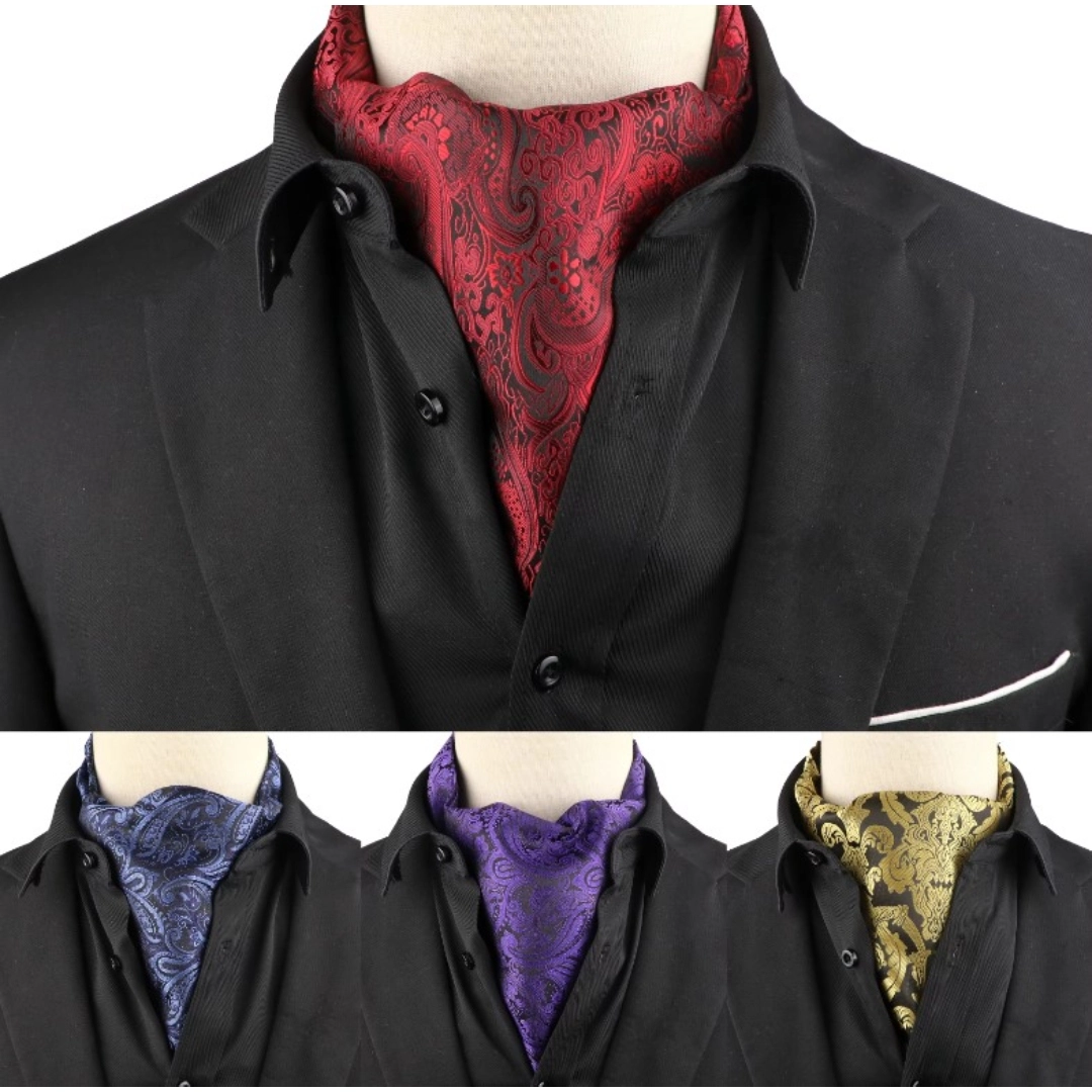1Pcs Men's Neckties Vintage Paisley Wedding Formal Cravat Silk Ascot ...