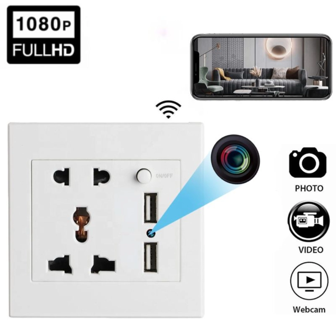 Wifi Ip 1080p Camera Dvr Wall Plug Socket Video Record Cctv Wall Camera ...