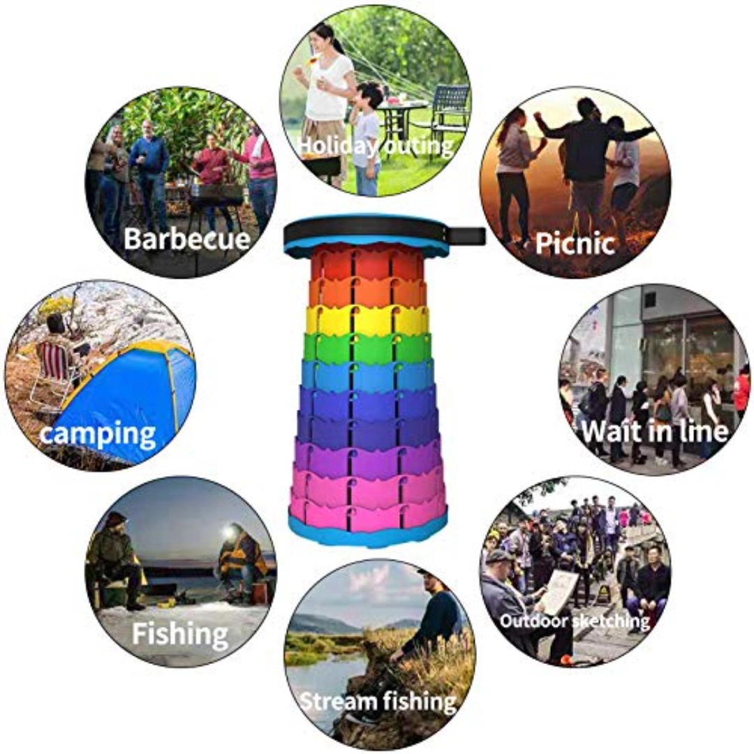 Rainbow Telescopic Stool Outdoor Portable Chair Folding Camping Fishing ...