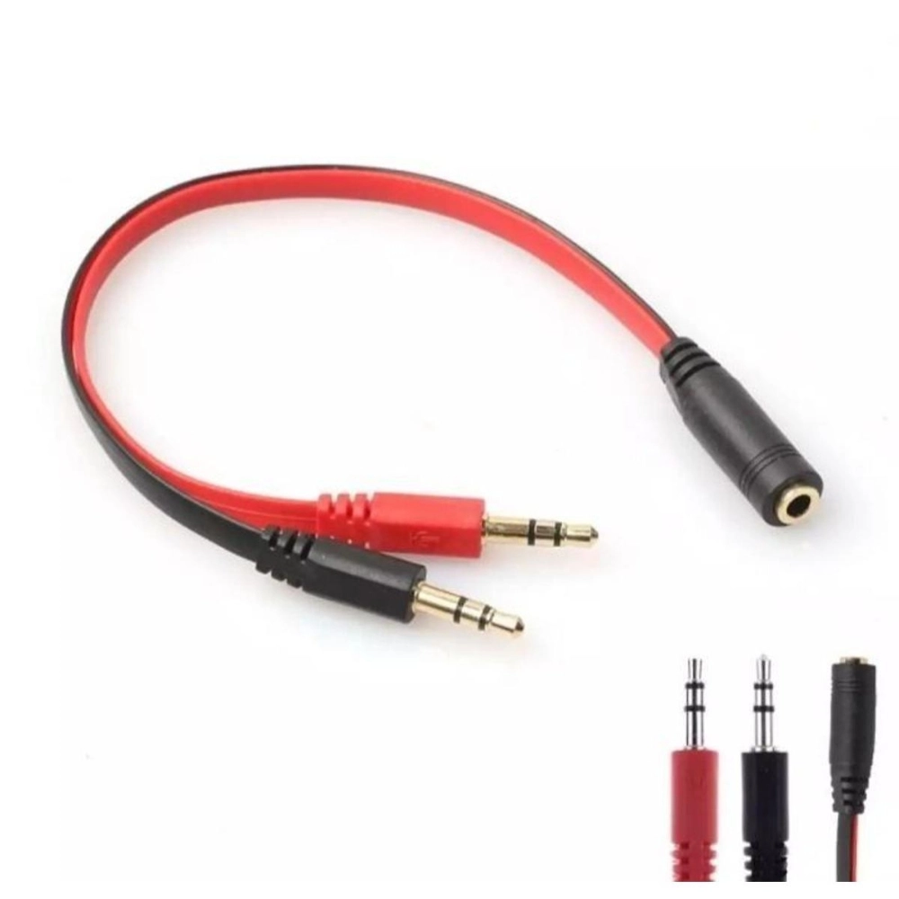 3.5 mm Aux Audio Mic splitter cable Earphone Headphone Adapter Female ...