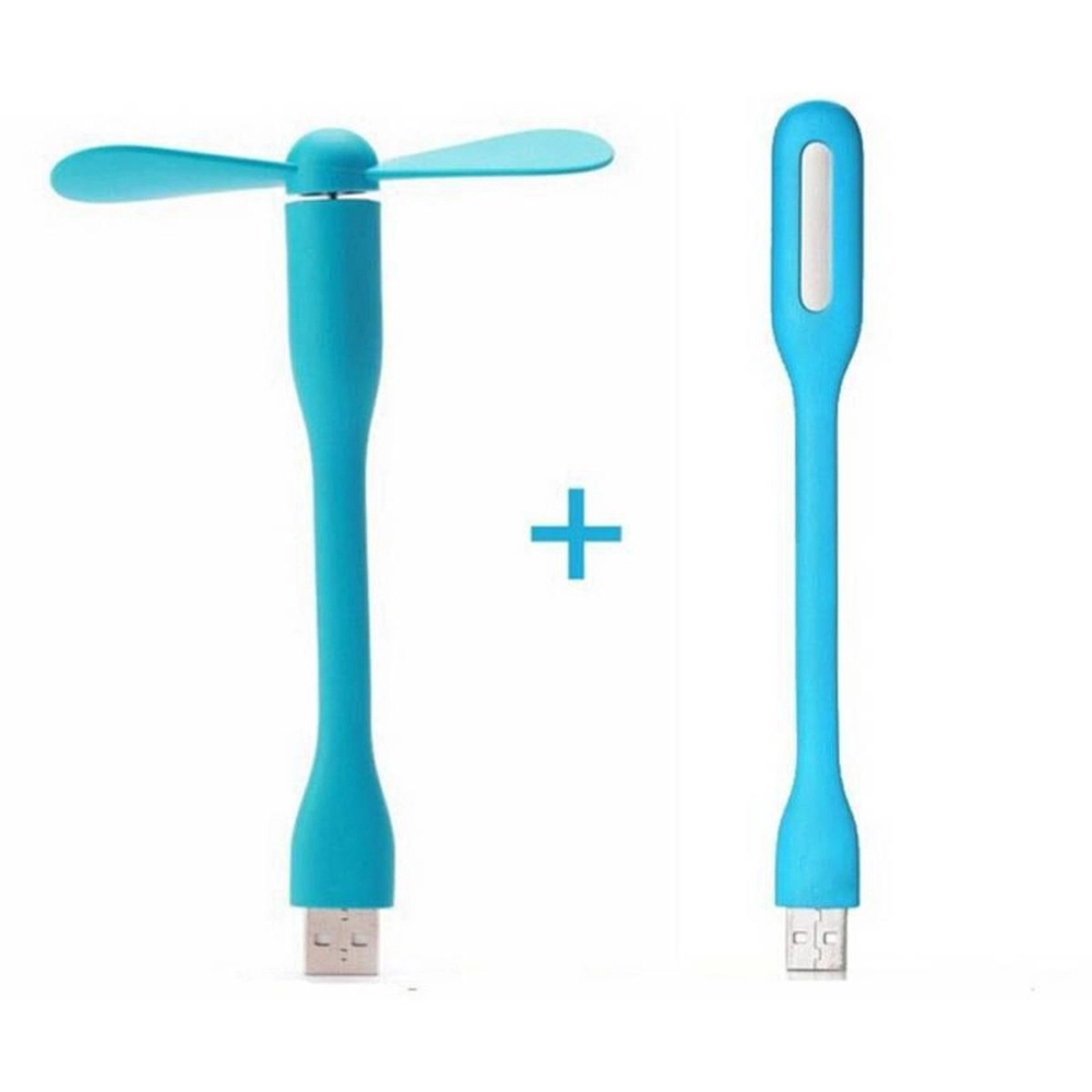 USB fan and LED light combo-blue